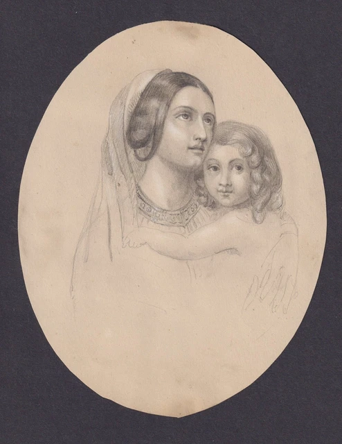 MÈRE ENFANT MOTHER Enfant Biedermeier Dessin Drawing Dessin 1830 EUR 62 ...