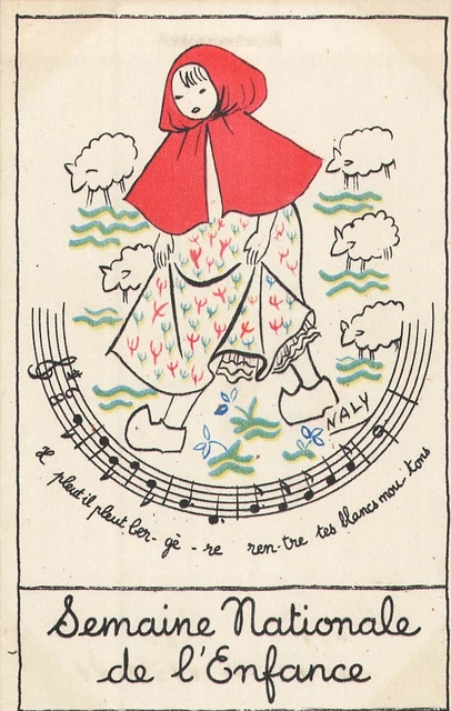 CP ILLUSTREE SEMAINE Nationale De L'enfance Chanson Il Pleut Bergere ...