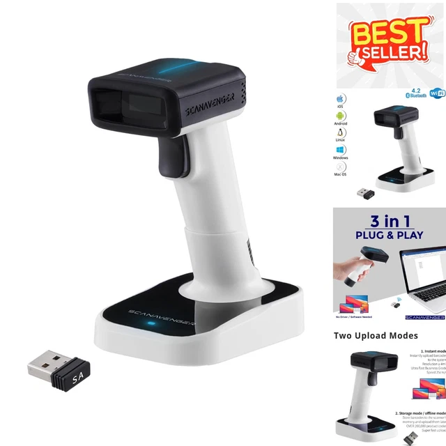WIRELESS PORTABLE 3-IN-1 Bluetooth Barcode Scanner with Next-Gen ...