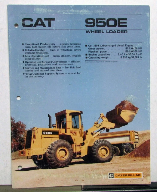 1988 CAT 950E Wheel Loader Construction Specifications Sales Brochure £ ...