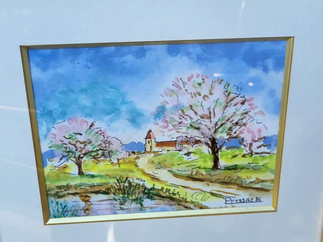 TABLEAU AQUARELLE SIGNÉE PRESSAC datée 1986. Peinture sur papier. EUR 19,00 - PicClick FR