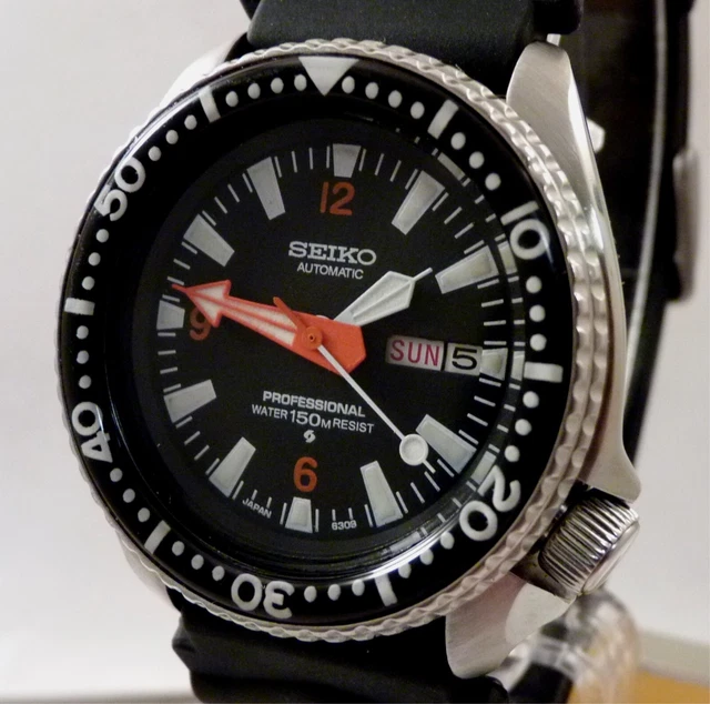 SEIKO CERAMIC BLACK Planet Ocean Automatic Divers Day Date Watch Custom ...
