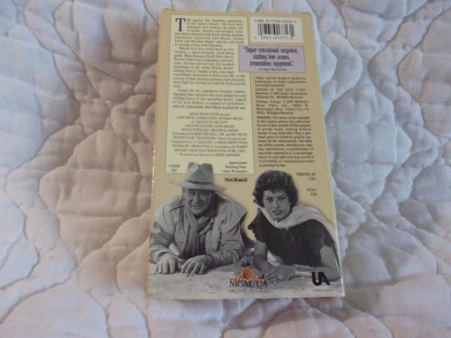 LEGEND OF THE Lost Vhs John Wayne Sophia Loren Rossano Brazzi Libya ...