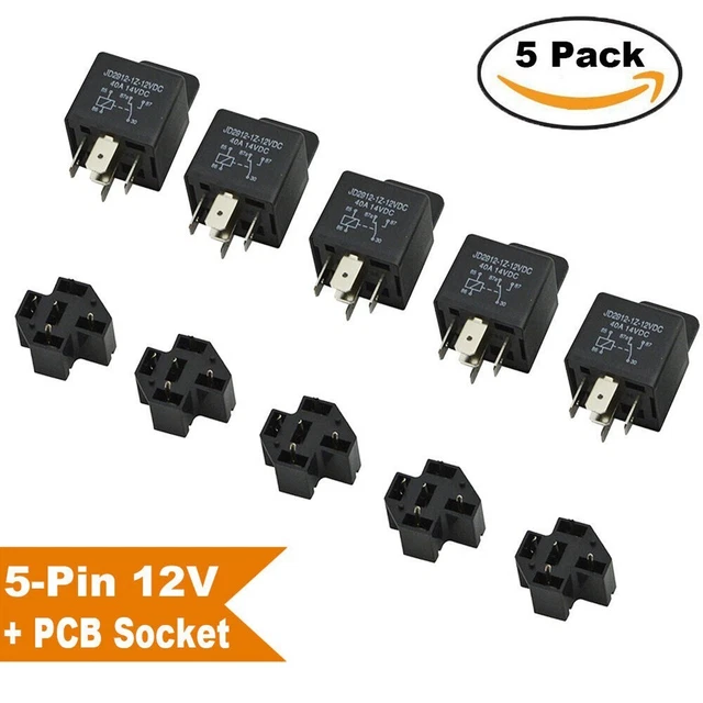 5 SETS MINI PCB 12V SPDT Relay Switch with Socket Base and 5Pin ...