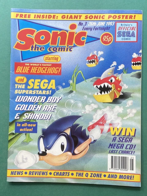SONIC THE COMIC #3 VF (Fleetway UK 1994) Rare Giant Sonic Poster - High ...
