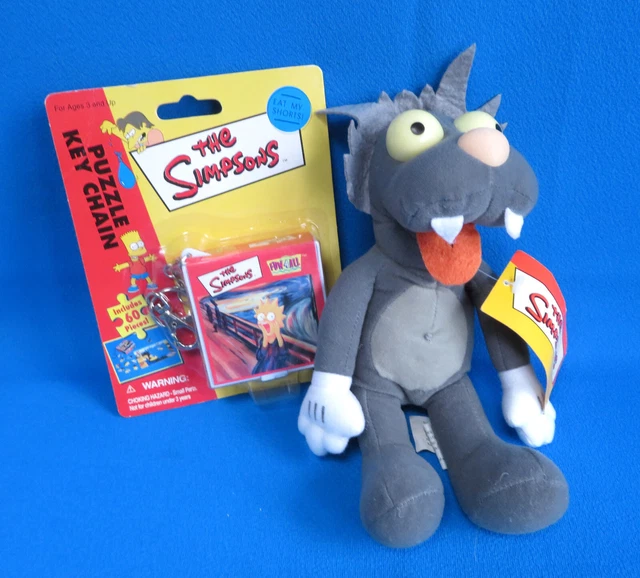 GREY CAT SOFT TOY & PUZZLE KEY CHAIN Itchy & Scratchy THE SIMPSONS ...
