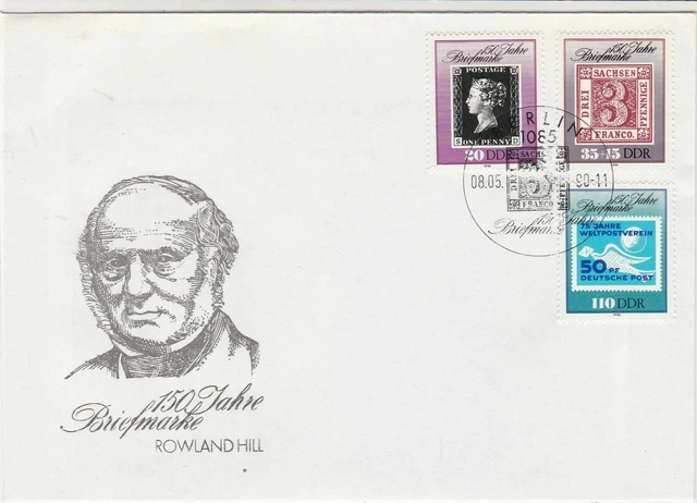 GERMAN DDR 1990 Rowland Hill 150 Years Stamps Slogan Cancel Stamps ...