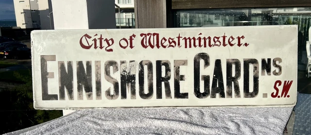 VERY RARE ORIGINAL Vitrolite London Road Sign Ennismore Gardens ...