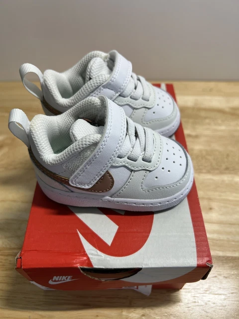 NIKE COURT BOROUGH Low 2 TDV white metalic red bronze Kids Toddler Size ...