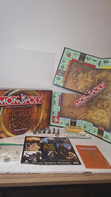 MONOPOLY LORD OF the Rings Trilogy Edition Board Game - 100% COMPLETE w ...