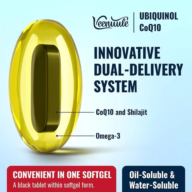 UBIQUINOL COQ10 600MG Softgels with Shilajit Extract 300mg Omega 3 ...