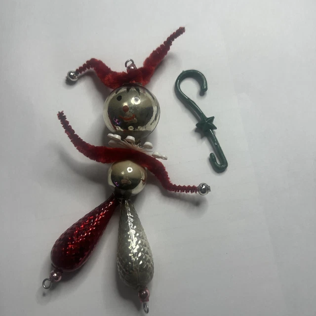 VINTAGE CHRISTMAS DECORATION Mercury Glass Pipe Cleaner Bauble Jester ...