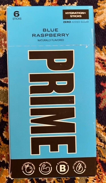 PRIME HYDRATION DRINK Powder Sachet-BLUE RASPBERRY hydration+ 6 Stick ...