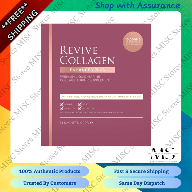 REVIVE COLLAGEN ENHANCED Plus 10,000MG Tropical Flavour 14 Sachets -BB ...