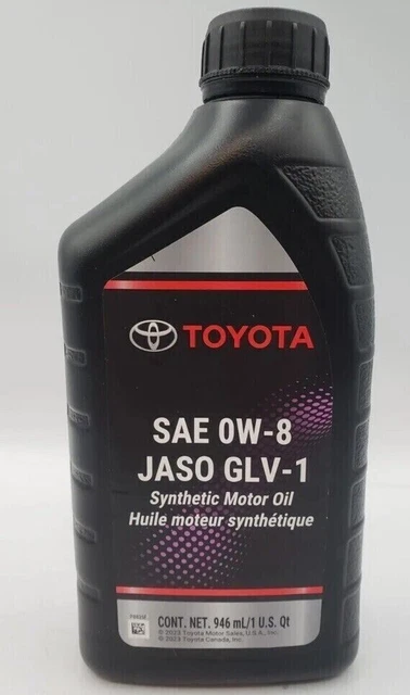 TOYOTA SAE 0W-8 JASO GLV-1 Synthetic Motor Oil 1 Quart Bottle Genuine ...