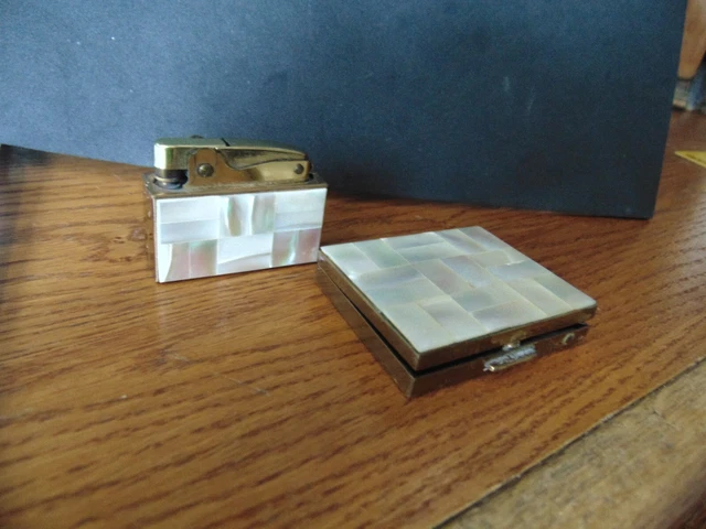VINTAGE MOTHER OF Pearl Compact Case And Matching Lighter $45.00 - PicClick