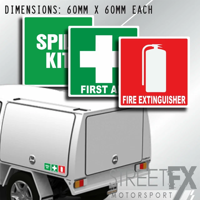 FIRE EXTINGUISHER FIRST Aid Spill Pack Sticker Sign 60mm OHS WHS Safety ...
