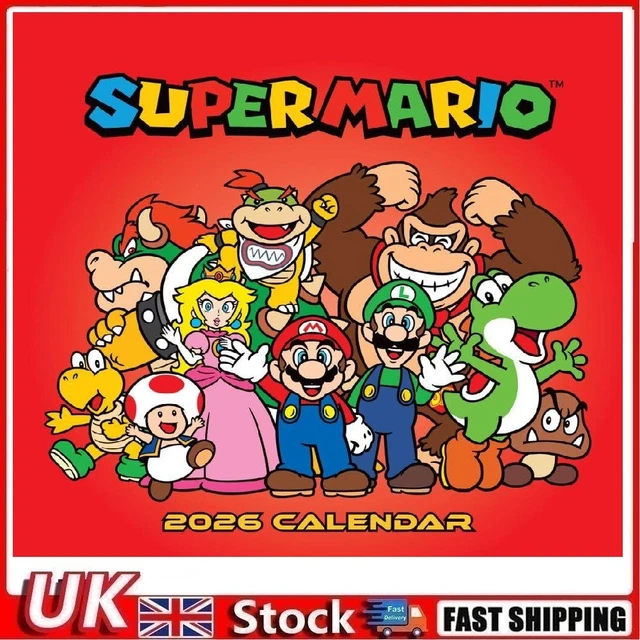SUPER MARIO SQUARE Calendar 2026 Official Licensed Product Birthday ...