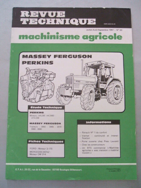 REVUE TECHNIQUE TRACTEUR Massey Ferguson 3050 3060 3070 3080 3090 EUR 49,90 - PicClick FR