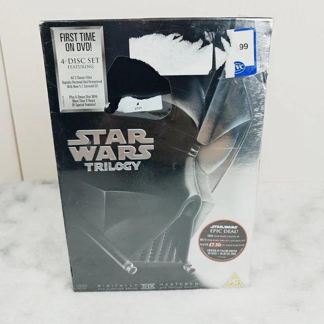 STAR WARS THE Original Trilogy 4-Disc DVD Boxset w/ Bonus DVD 2004 Silver £15.00 - PicClick UK