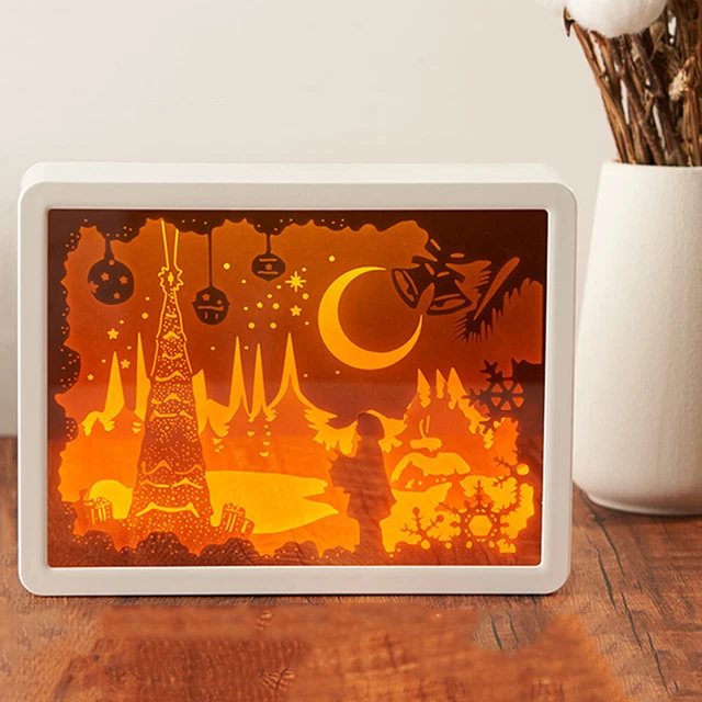 3D MIRROR PAPERCUT Light 2 Ways Charging Paper Carving Light Table Lamp ...