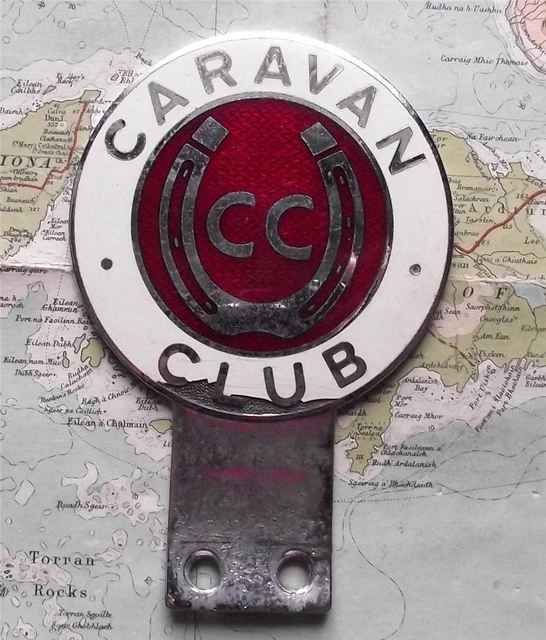 VINTAGE CHROME CAR Mascot Badge : THE CARAVAN CLUB CC Horseshoe B £66. ...