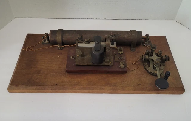 VTG AT&T TELEPHONE Brass Telegraph Morse Code Key Western Electric 20 ...