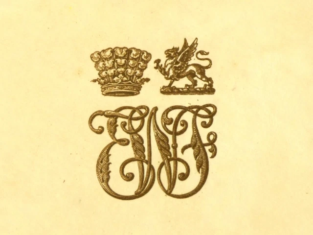 ORIGINAL 19THC BOOKPLATE 2 Livery Crests + EWF Monogrammed Initials # ...