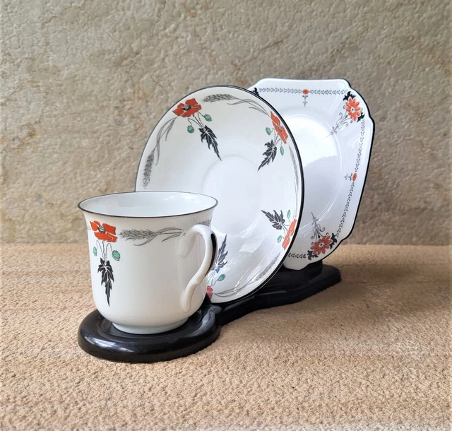 VINTAGE SHELLEY ART Deco 1920's Vincent Red Poppy and Daisy Harlequin ...