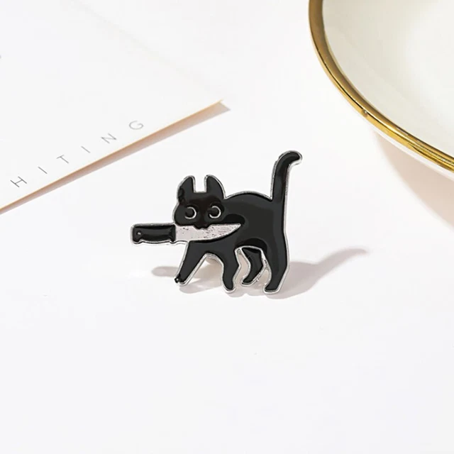 CARTOON BLACK CAT Modeling Enamel Pin Lapel Badges Brooch Funny Fashion ...