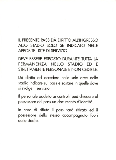 PASS STEWARD STAMPA AC Milan vs Fenerbah e Calcio 2005-2006 EUR 10,00 - PicClick IT