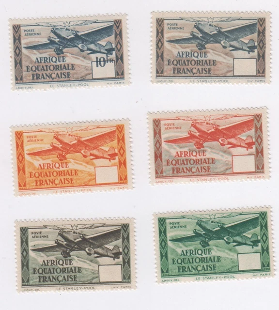 COLONIES FRANÇAISES AEF 1943 - Timbres Poste Aérienne variétés n°38 à ...