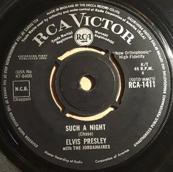 ELVIS PRESLEY - Such A Night - Used Vinyl Record 7 - F8100z EUR 16,84 ...