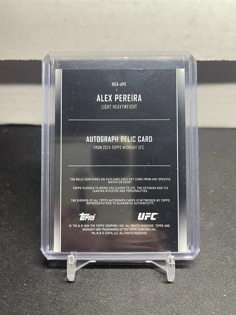2024 TOPPS MIDNIGHT UFC Alex Pereira patch relique de combat auto lune ...
