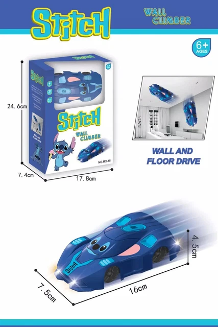 STITCH WALL CLIMBING RC Remote Control Climber Floor Racing Stunt Car ...
