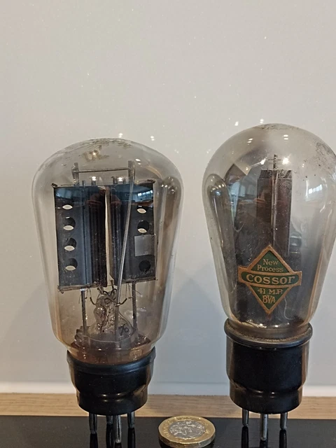 2X LARGE VINTAGE Vacuum Sealed Electronic Radio Valves Cossor & Mazda ...