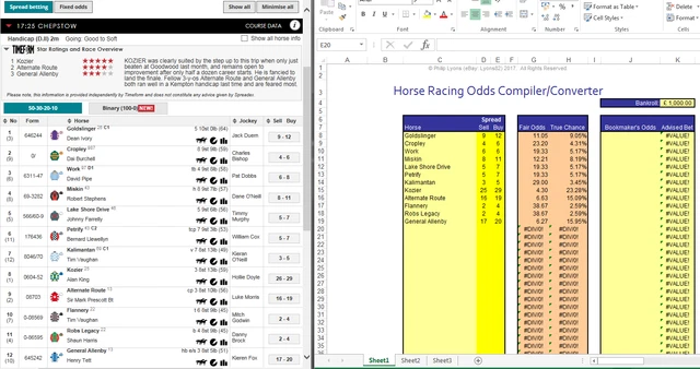 HORSE RACING BETTING Odds Compiler/Converter Spreadsheet/Program ...