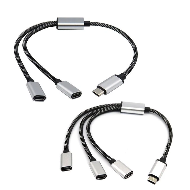 USB C MALE to Two USB C Female Splitter Hub Cables for Type C Charger ...