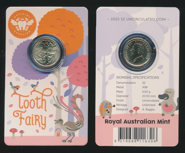 AUSTRALIA: NEW 2025 $2 Tooth Fairy Coin in RAM Card King Charles Effigy ...