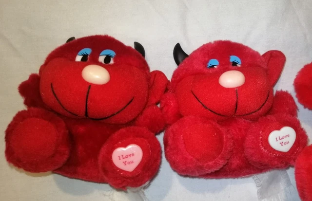 VINTAGE RED DEVIL Soft Toy plush Valentines Day 'I Love You' Love X3 ...