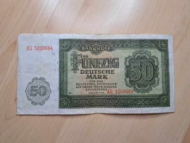 DDR 50 MARK Banknote Geldschein Ostmark 1948 East Germany Berlin Wall ...