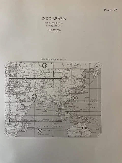 MAP OF INDO-ARABIA, Plate 27 Disbound 1959 Times Atlas Of The World ...