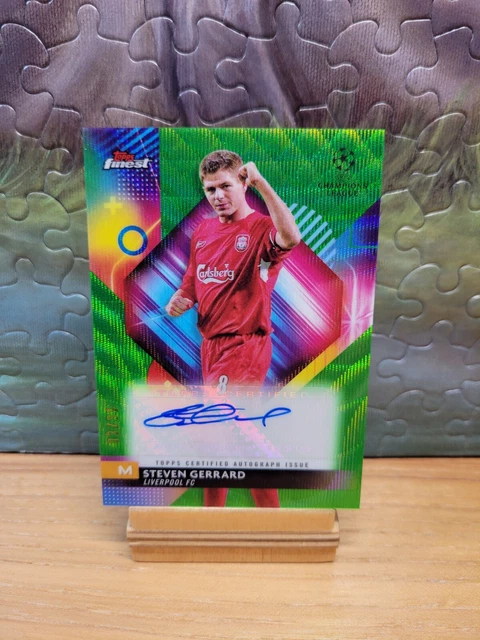 2023-24 TOPPS FINEST UEFA Club Competitions Steven Gerrard Green Auto ...