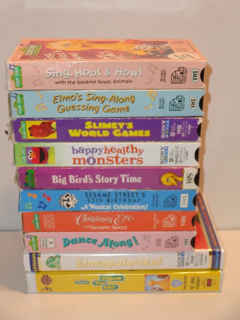 SESAME STREET VHS lot x 10 Tapes Musical Elmo Big Bird Slimey Sing ...