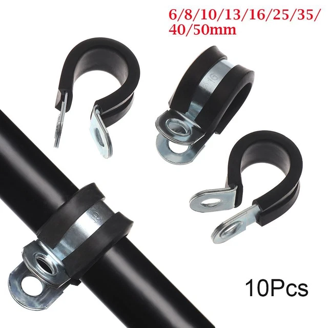 RUBBER LINED P Clips Pipe Mounting Fix Wiring Hose Clamp Cable ...