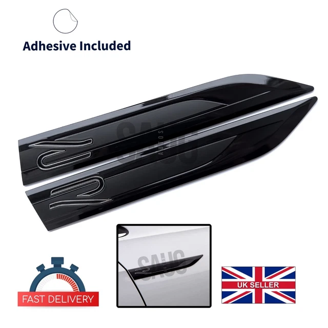 GOLF MK8 R-LINE Wing Badges Side Emblems Gloss Matte Chrome Black Pair ...