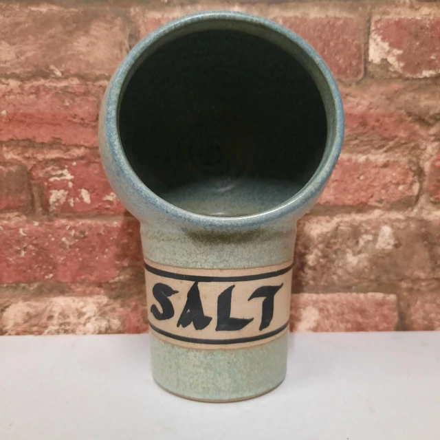 LARGE STUDIO POTTERY Salt Pig Store Blue Green Plant Pot Planter ...