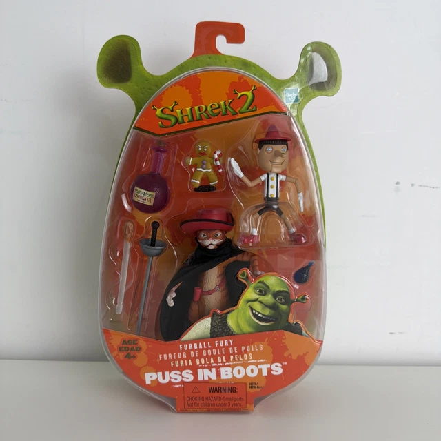 SHREK 2 PUSS in Boots Furball Fury Action,Pinocchio Gingy 2004 Hasbro ...