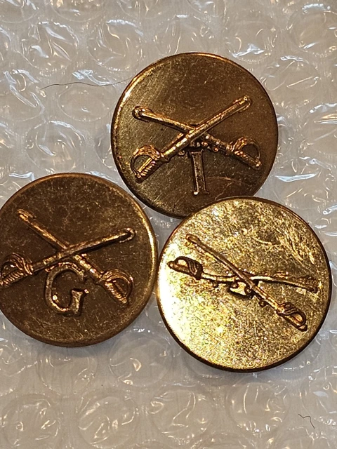 WWII US ARMY Golf & India Troop Cavalry Regiment Collar Pin Insignia x3 ...