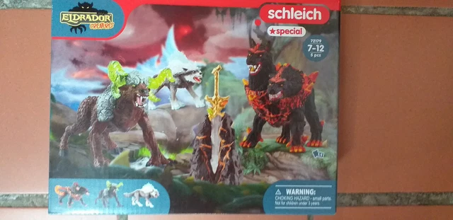 SCHLEICH ELDRADOR 72179 Cerberus, Snow Wolf, Stone Monster Starter Kit ...